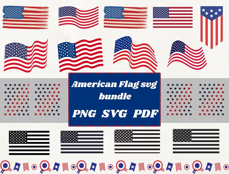 American Flag Svg Bundle, USA Flag Svg, USA Flag Clipart, 4th of July ...