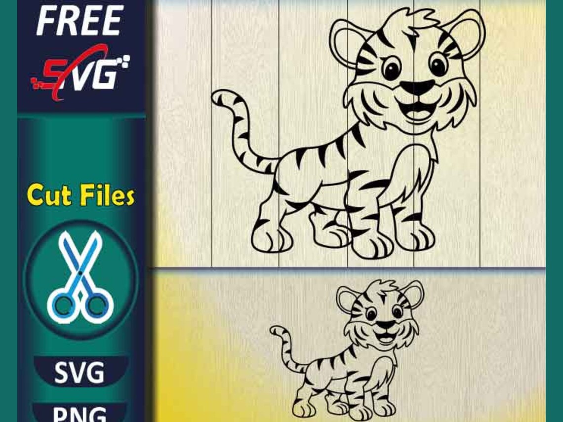 Cute Baby Tiger SVG and Png Free, Tiger Outline Svg, Tiger Baby Face ...