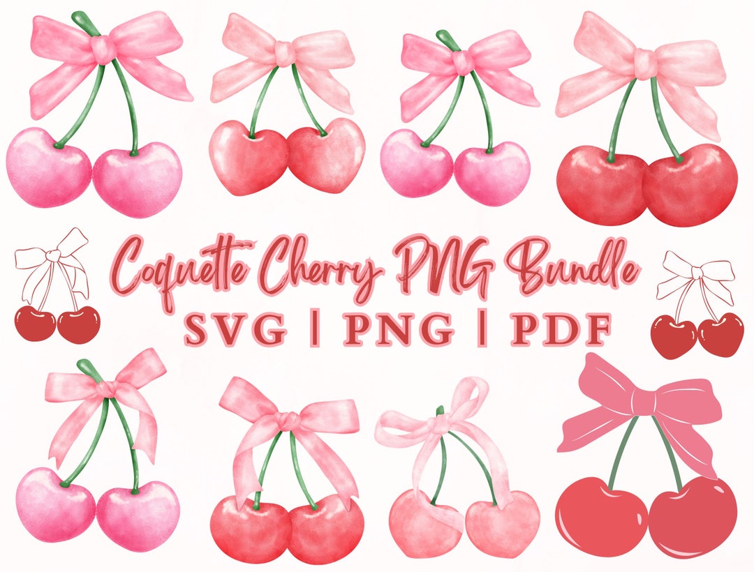 Coquette Cherry SVG | Chic Cherry Design | Digital Cut File for Cricut & Silhouette | Stylish ...
