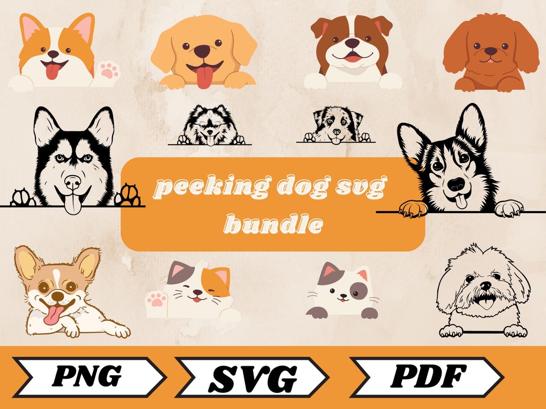 PEEKING DOG SVG, Peeking Dog Silhouette Svg, Cute Dog Svg, Black Dog ...