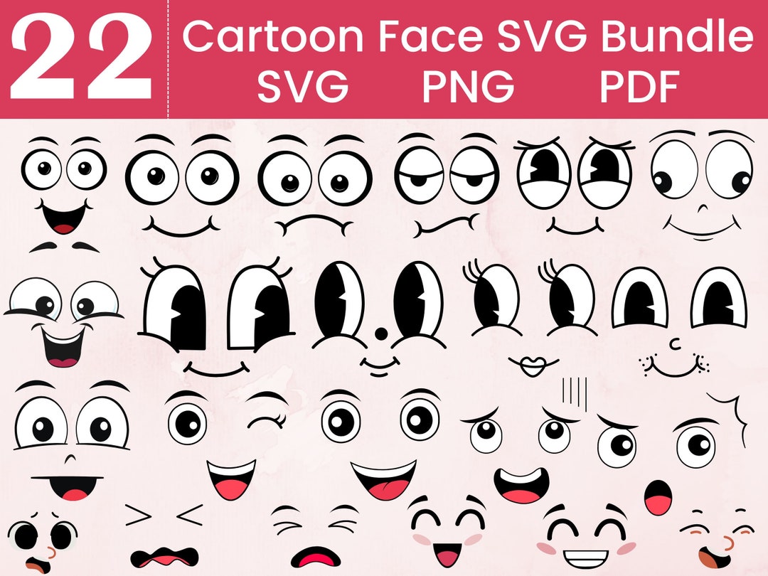 Cartoon Face Svg, Instant Download, Cricut Silhouette Featuring Face ...