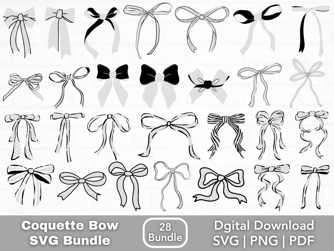 Oquette Bow SVG Bundle | Set of 15+ Chic Bow Designs | Digital Cut ...