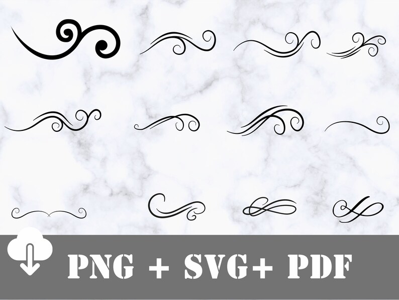 SWIRL SVG Bundle, Flourish Svg, Swoosh, Swish, Stroke Svg, Decorative ...