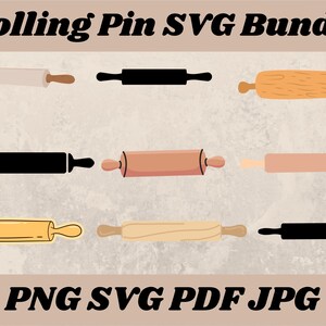 Rolling Pin SVG Bundle, Clip Art, Clipart, Design, SVG Files, PNG Files ...
