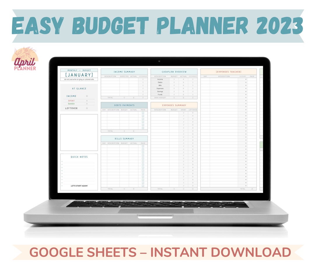 Easy Budget Planner 2023 Google Sheet, Monthly and Annual Template With ...