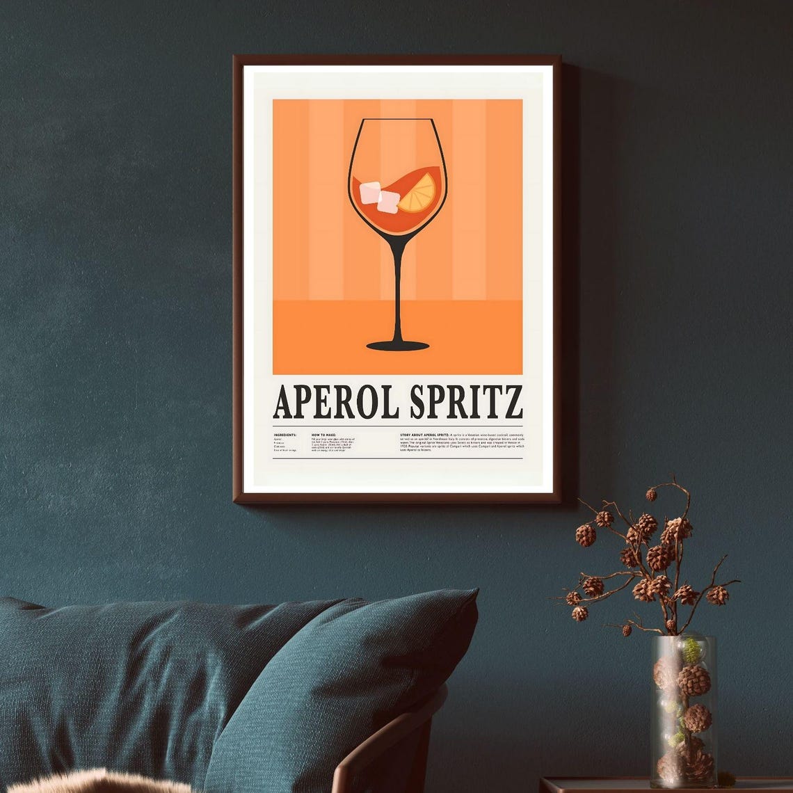 Aperol Spritz Cocktail Art - Vibrant Poster for Happy Hour - Stylish ...