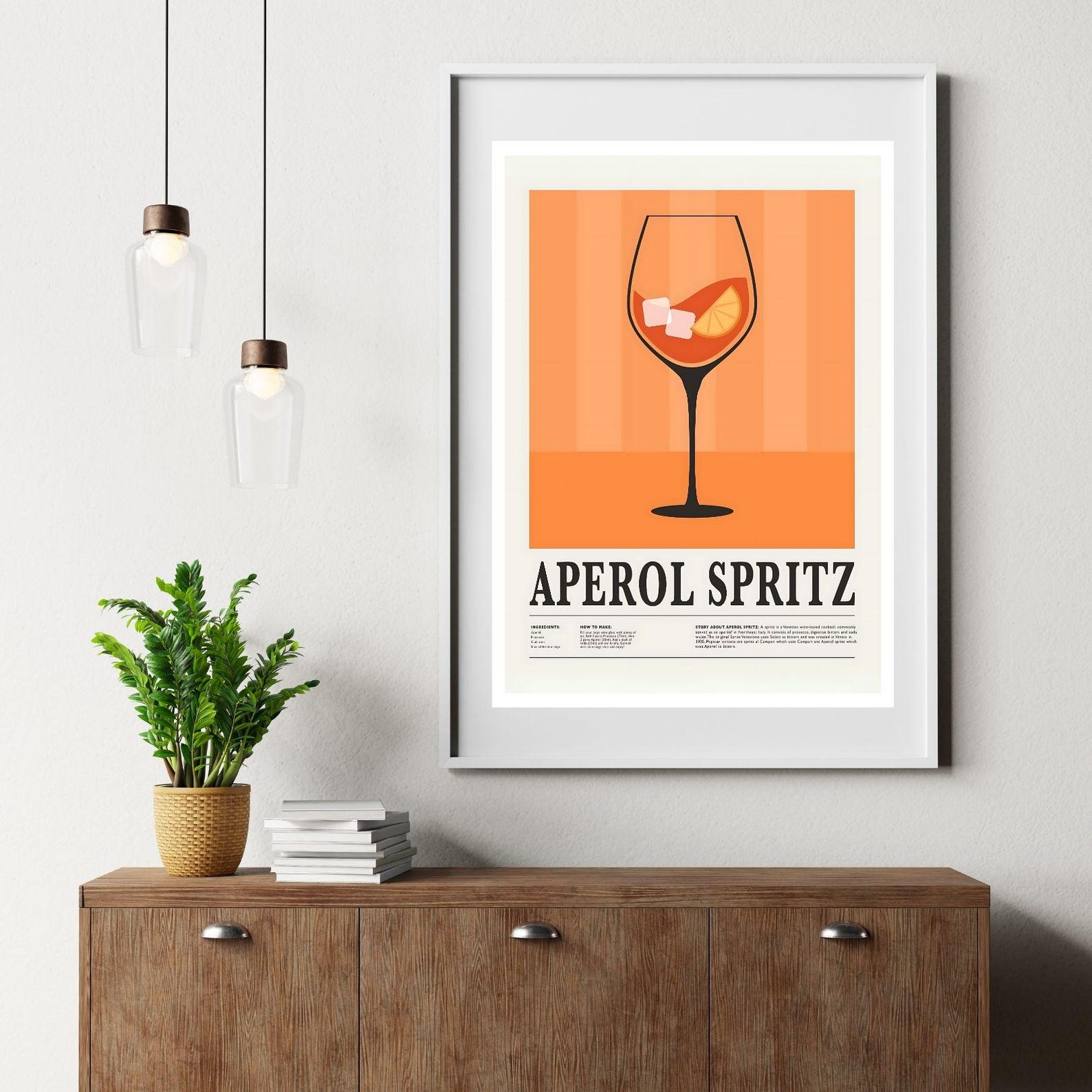 Aperol Spritz Cocktail Art - Vibrant Poster for Happy Hour - Stylish ...