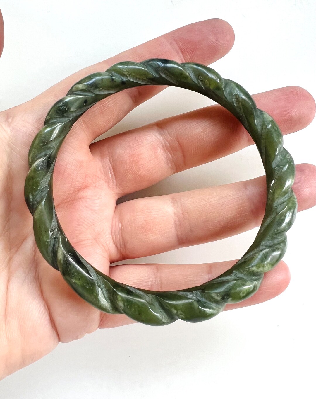 Antique Chinese Asian Estate Green Nephrite Jade Jadeite Hololith ...
