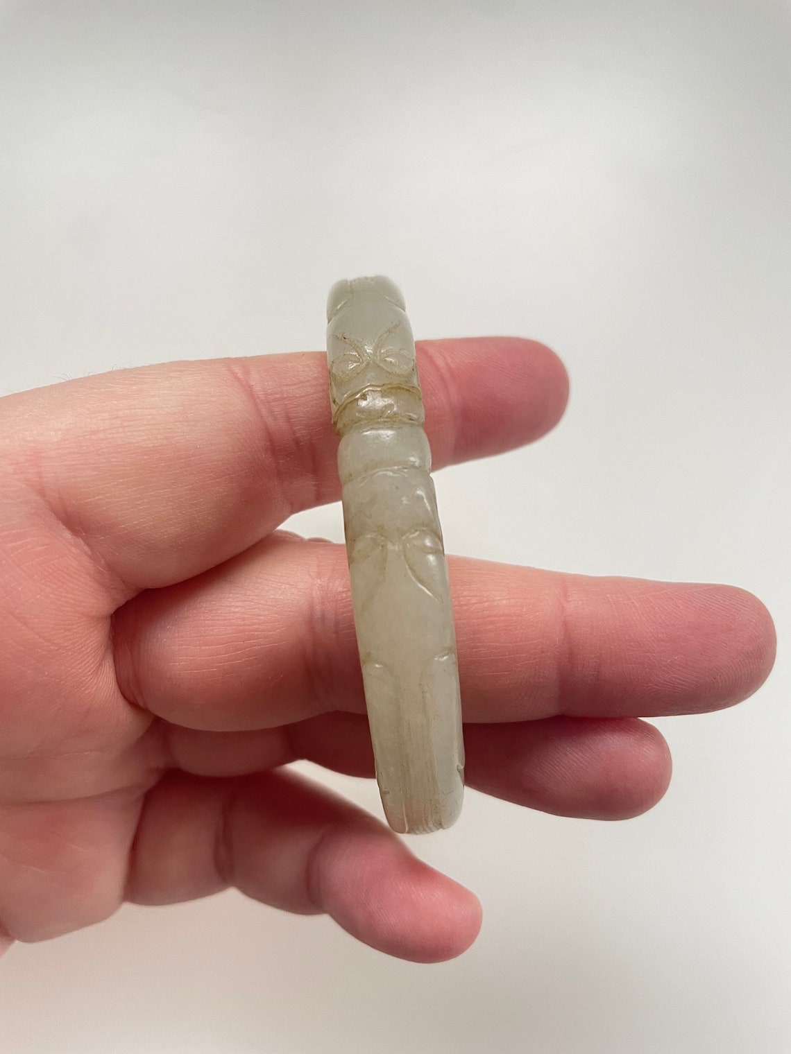 Antique Chinese Mutton Fat White Jade Nephrite Carved Dragon Hololith ...