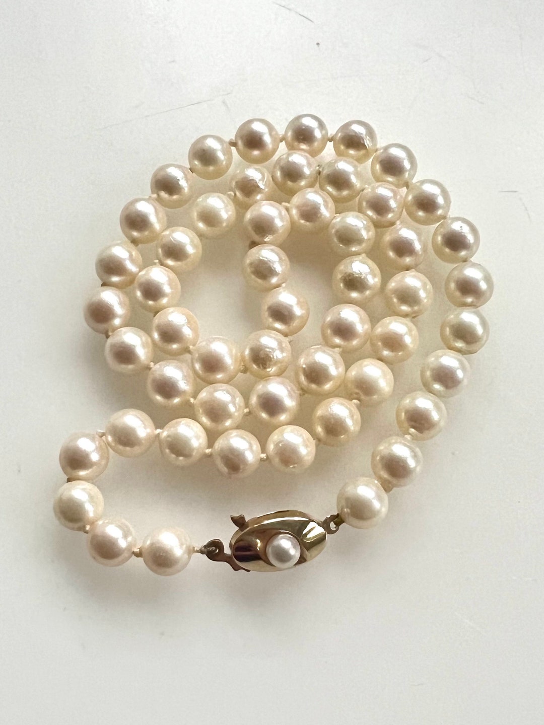 Stunning Unique Antique Victorian Japanese Saltwater Akoya Classic Perfect Pearl Necklace Choker ...