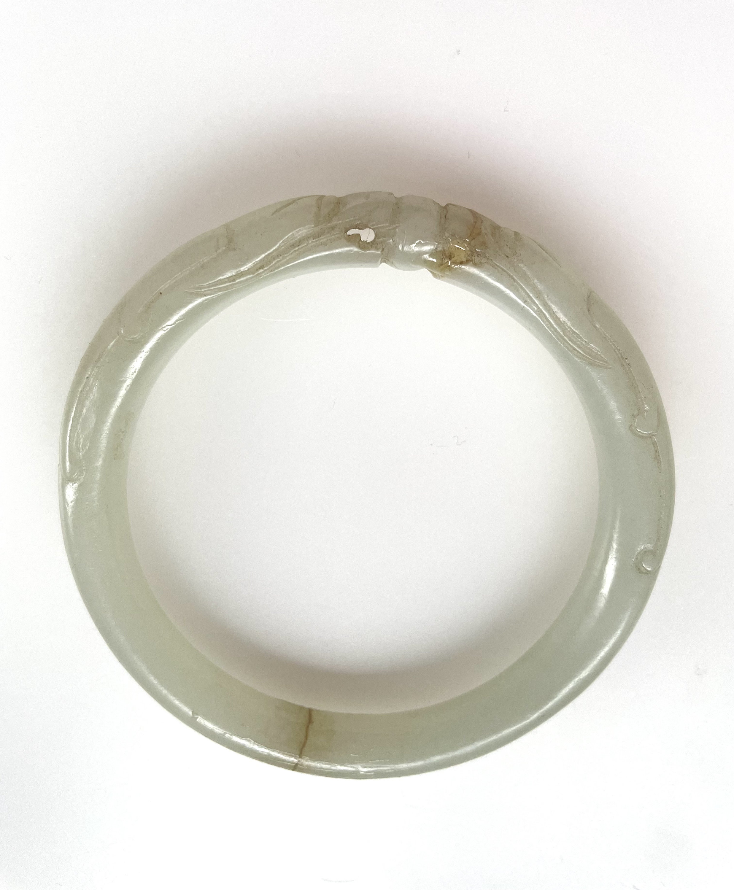 Antique Chinese Mutton Fat White Jade Nephrite Carved Dragon Hololith ...