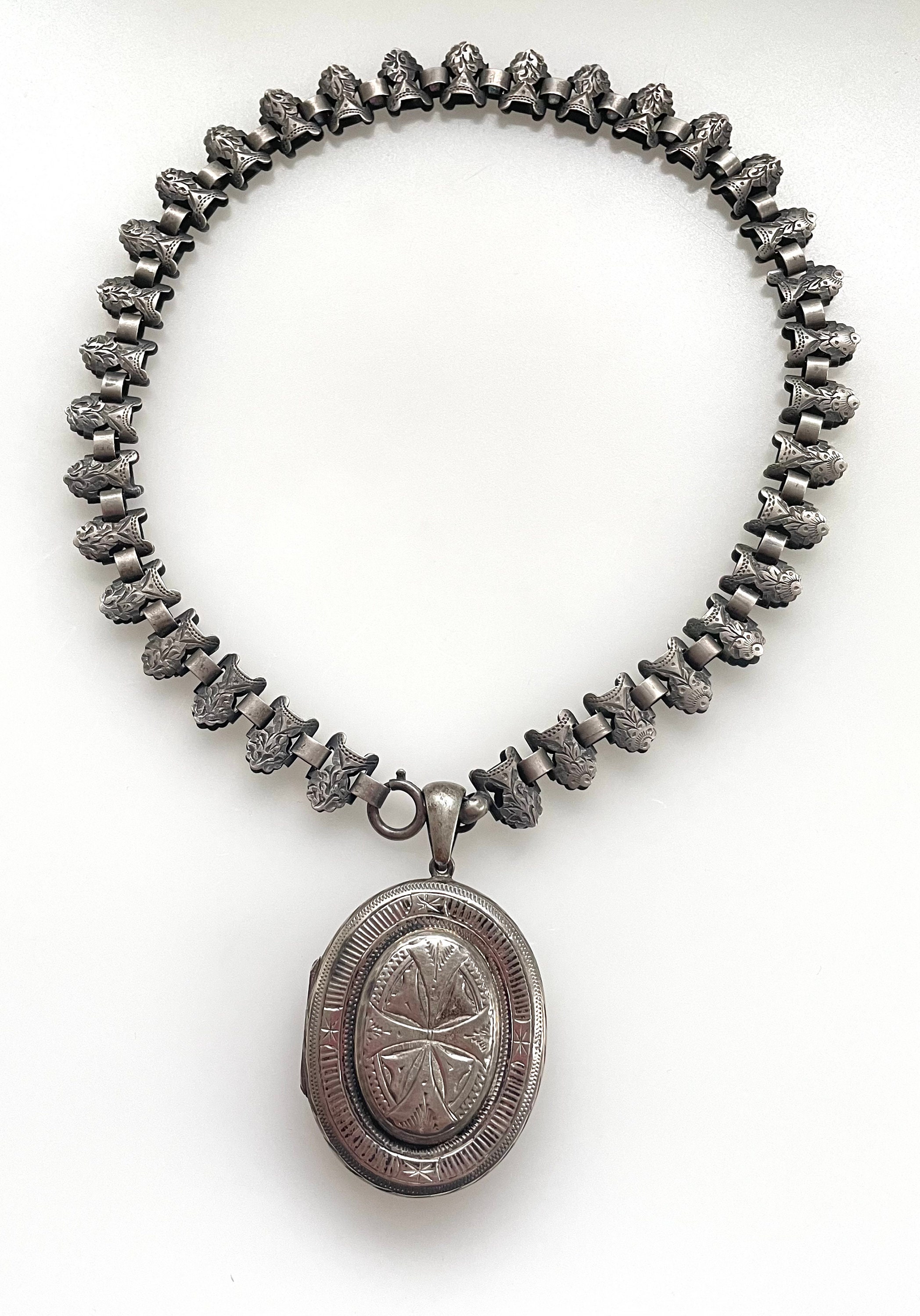 Rare Antique Victorian Sterling Silver Book Chain Necklace & Photo ...