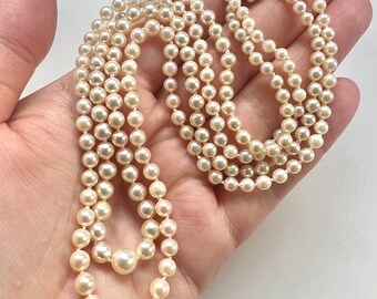 Stunning Vintage 9 Ct Gold Japanese Saltwater Akoya Twin Row Double Strand Graduated Pearl ...