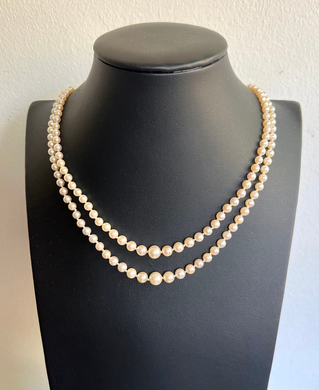 Stunning Ciro Vintage 9 Ct Gold Japanese Saltwater Akoya Twin Row Double Strand Graduated Pearl ...