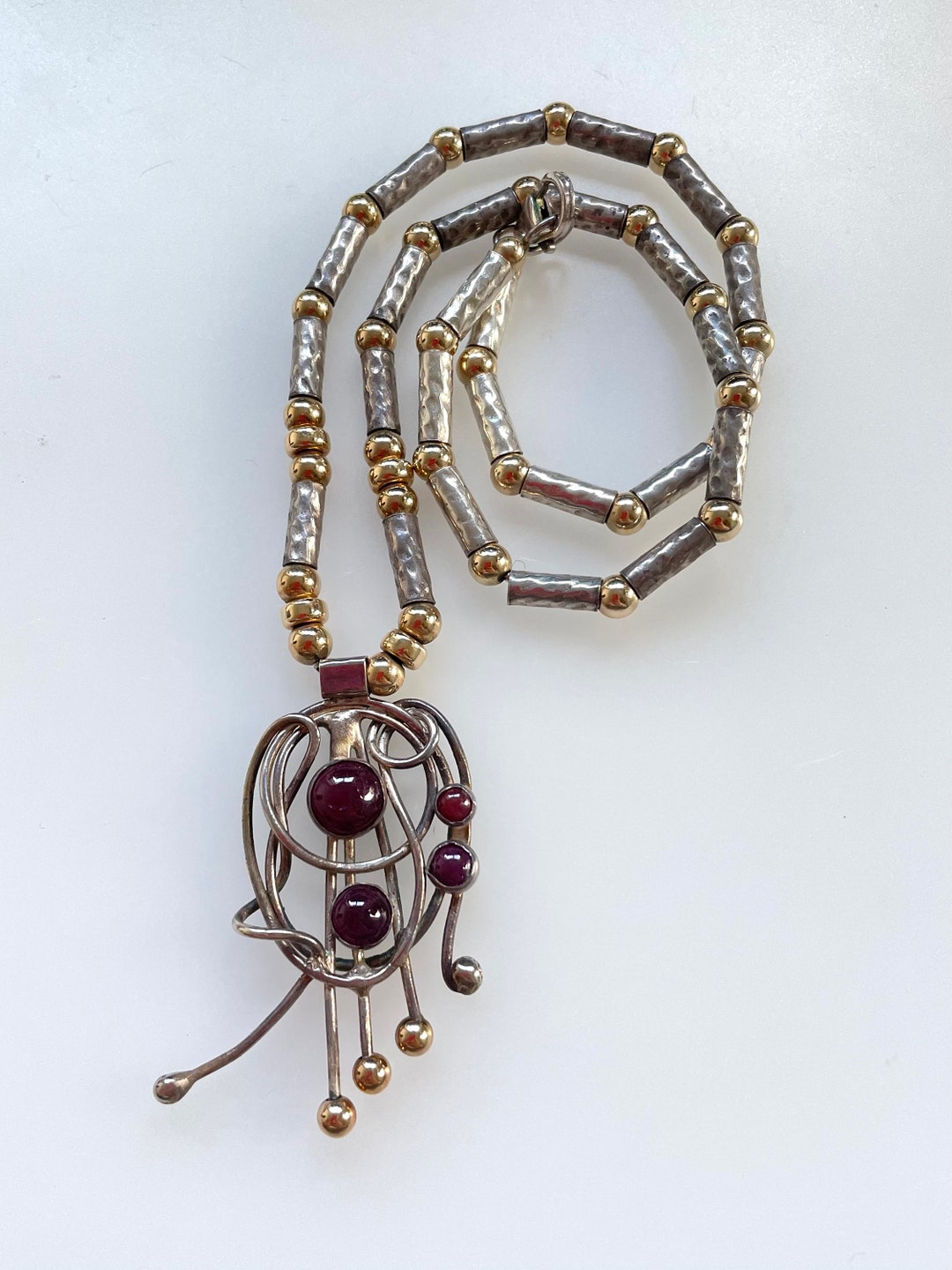 Vintage Art Nouveau 9 Ct Gold and Sterling Silver Ball Panel Link ...