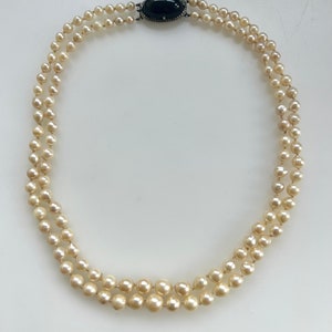 Stunning Antique Sterling Silver & 9 Ct Gold Black Chalcedony Clasp Double Strand Twin Row ...