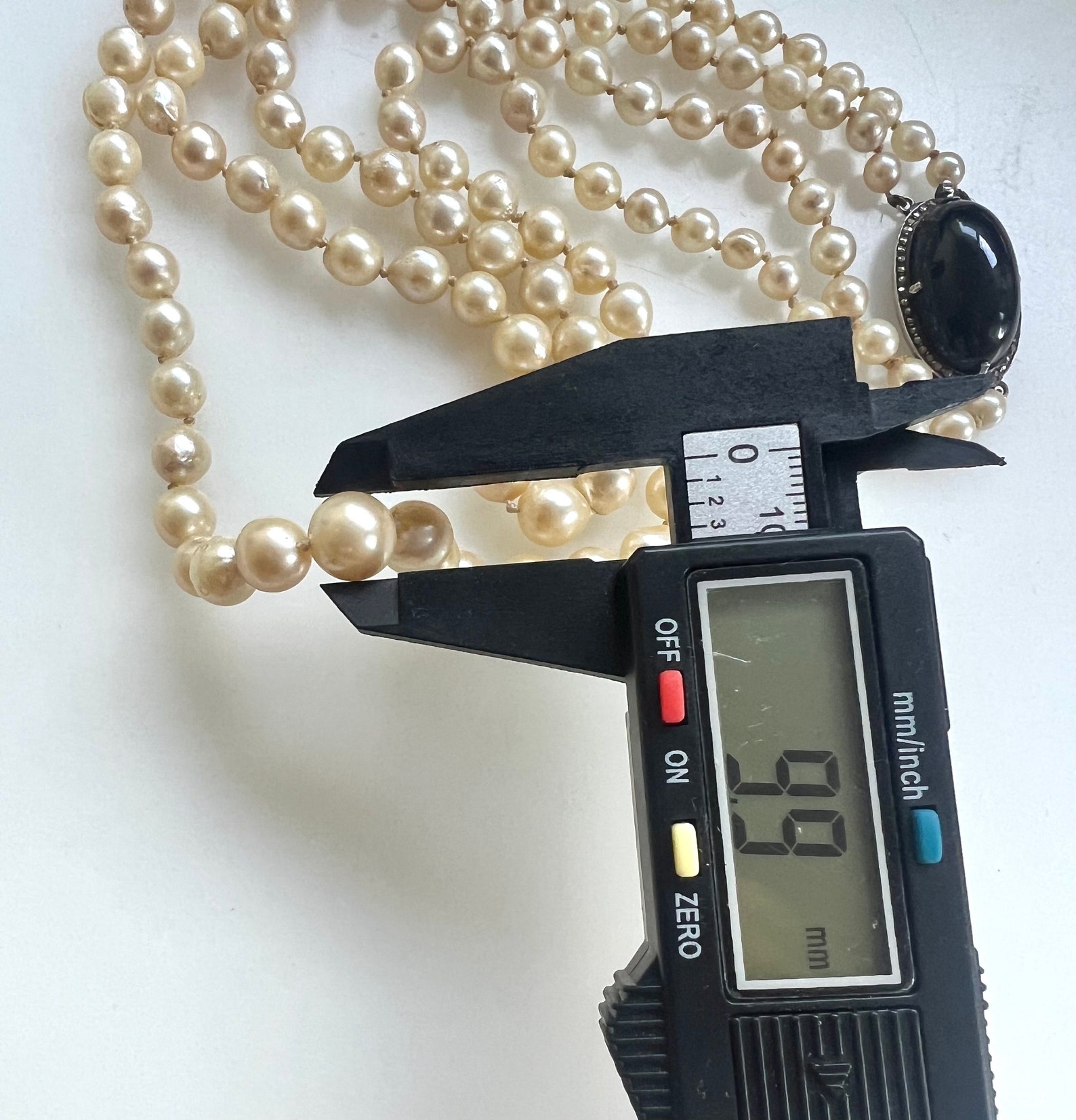 Stunning Antique Sterling Silver & 9 Ct Gold Black Chalcedony Clasp Double Strand Twin Row ...