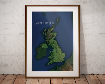 Elevation Map of the United Kingdom high Resolution Digital - Etsy