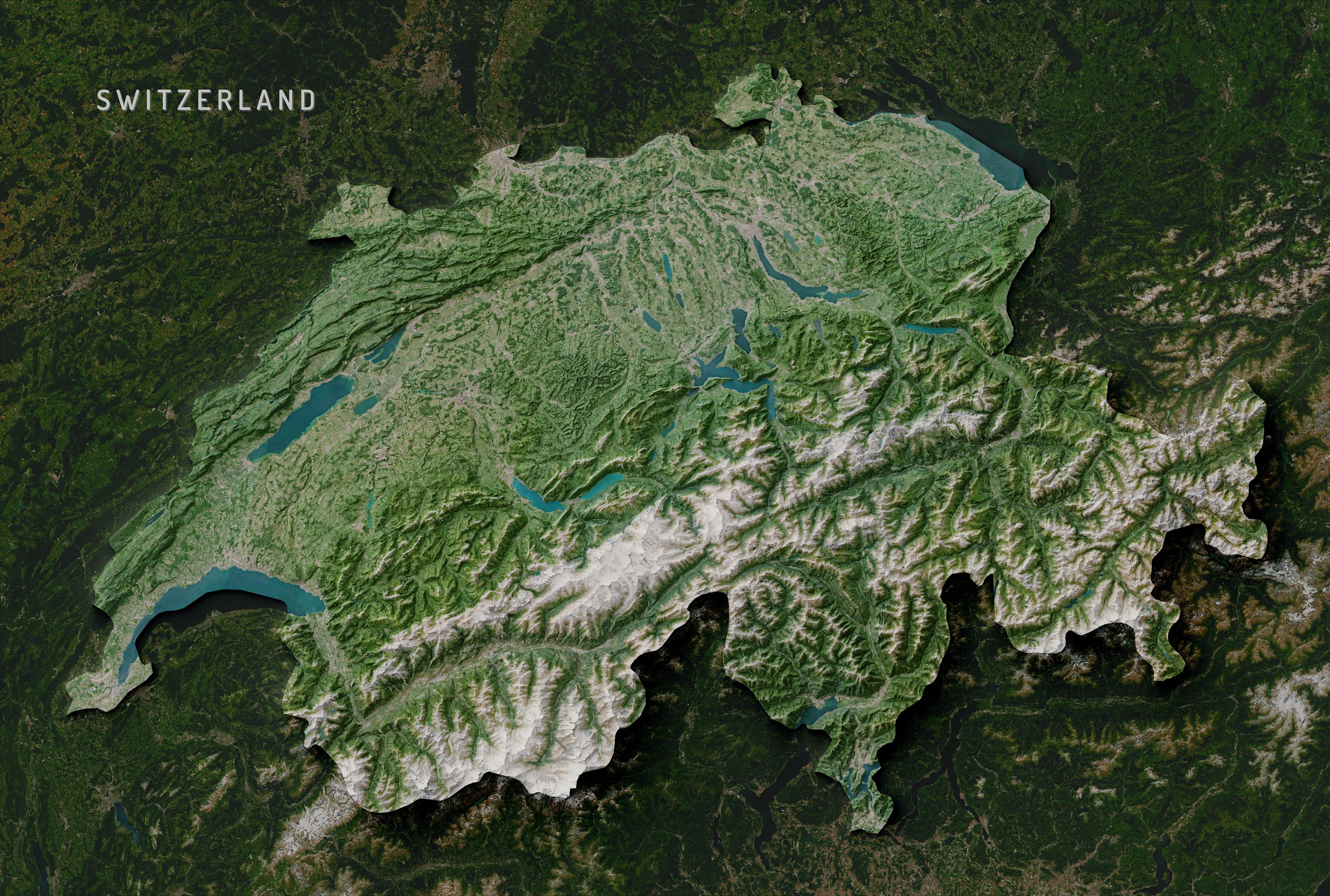 Switzerland High-resolution Satellite Imagery Printable Map Poster - Etsy