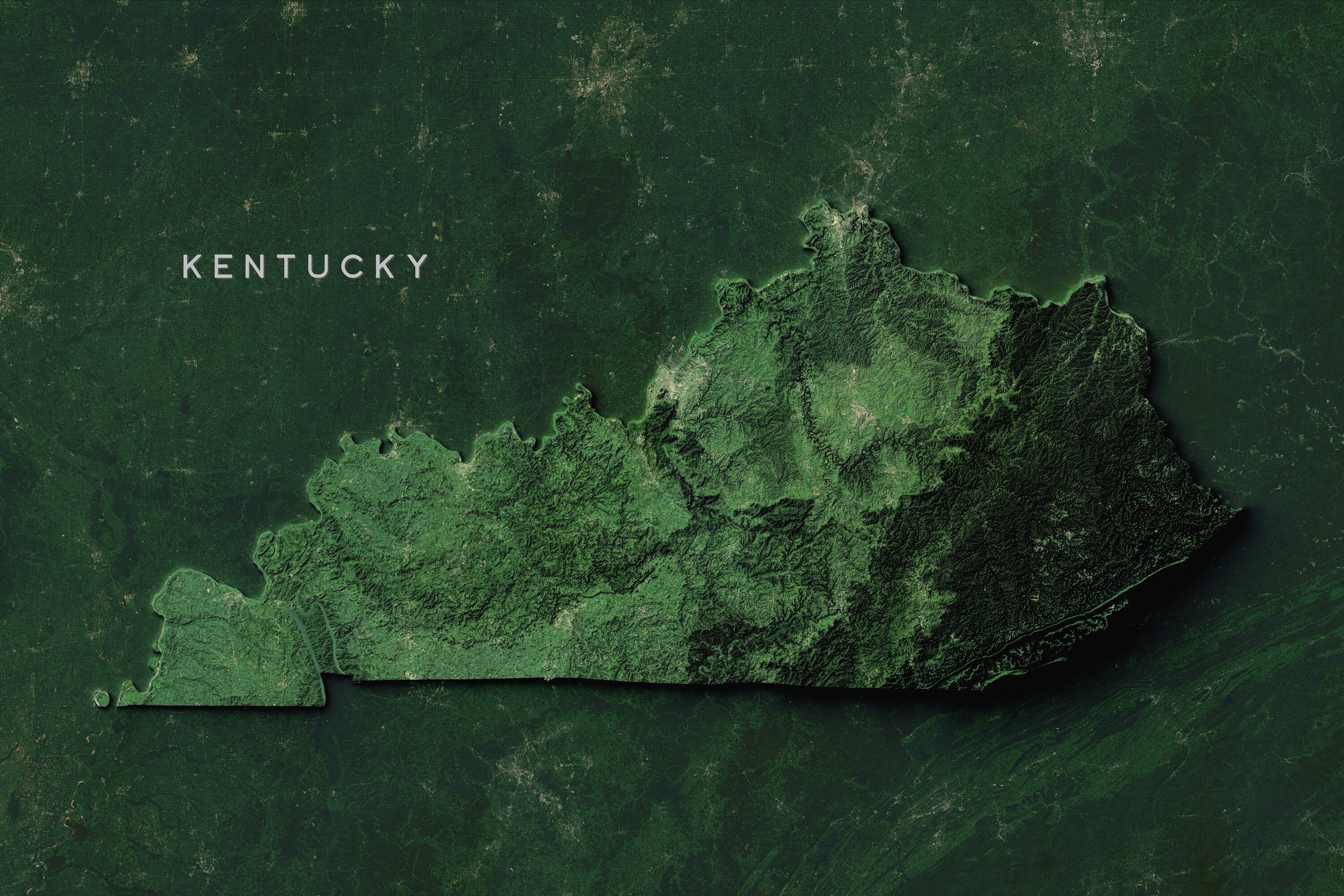 Kentucky — Satellite Imagery US Map Poster - Etsy