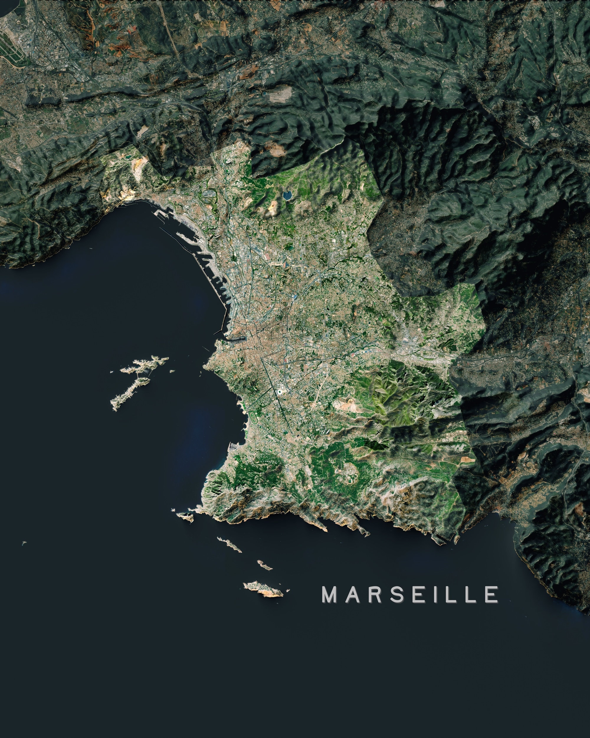 Marseille — Satellite Imagery City Map Poster - Etsy