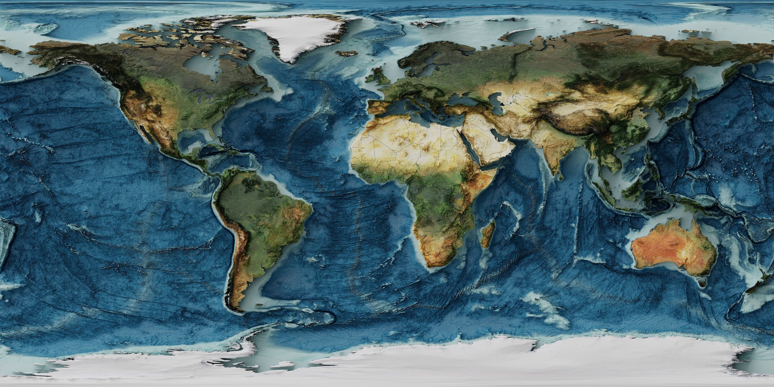 The World Bathymetry (ocean Topography) — Satellite Imagery Map Poster ...