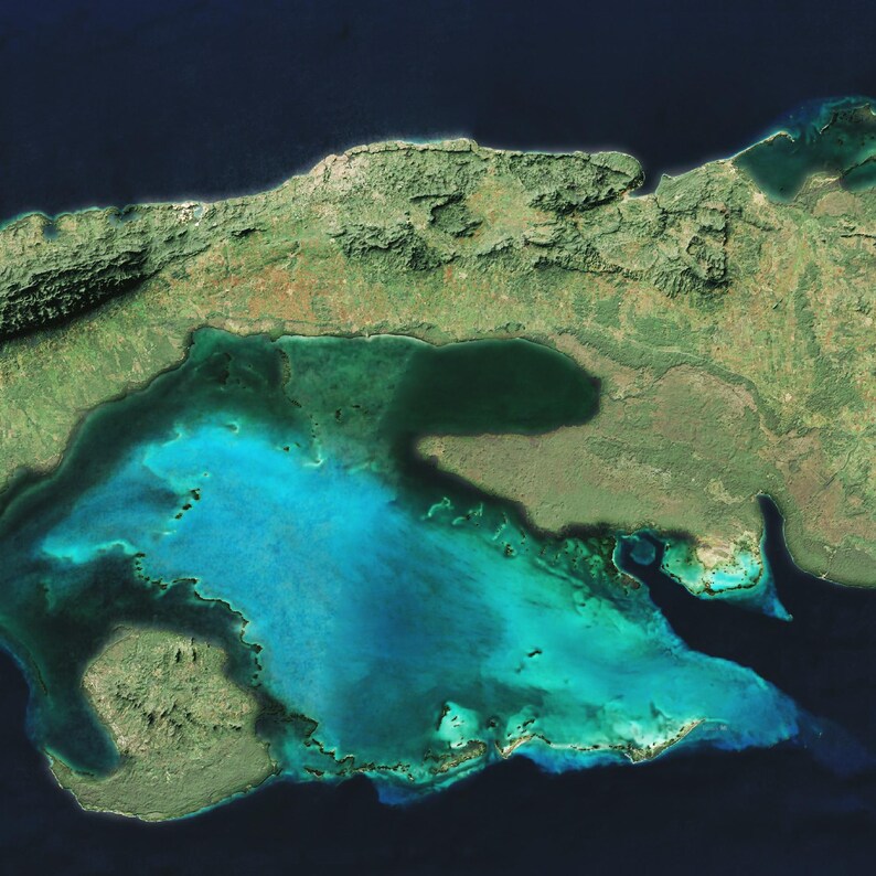 Cuba — Satellite Imagery Map Poster - Etsy