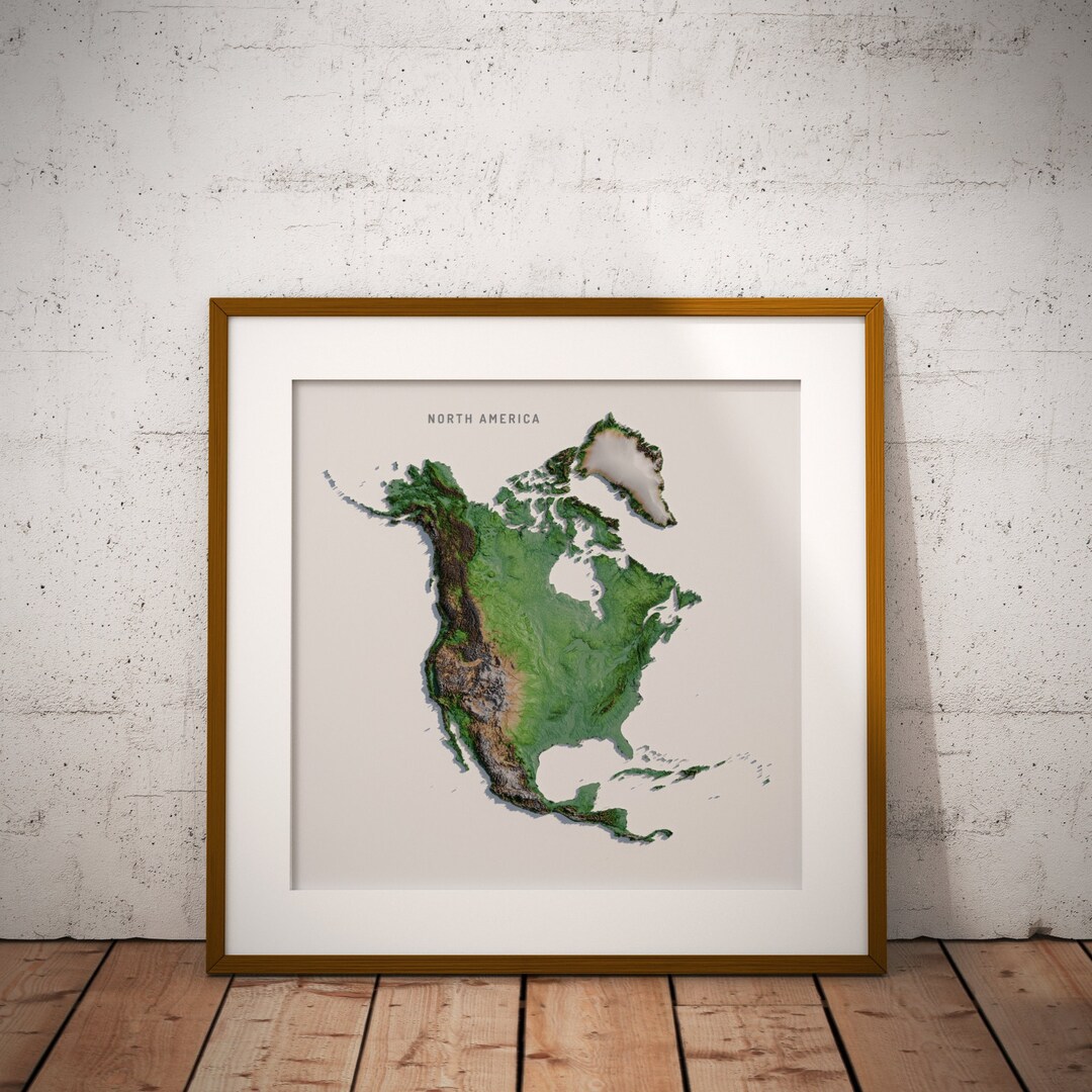 North America High-resolution Alpha Shaded Relief Imagery US Printable ...