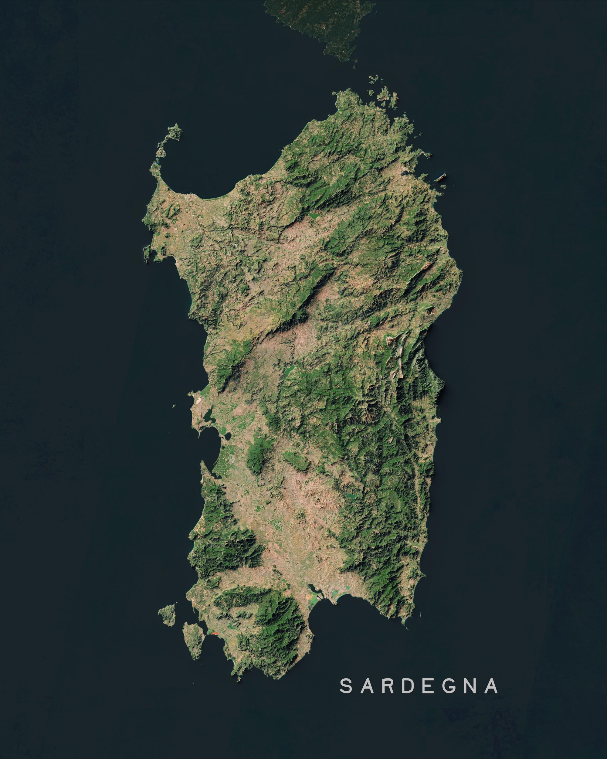 Sardinia — Satellite Imagery Map Poster — Digital Download - Etsy