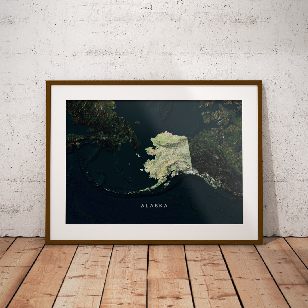 Alaska High-resolution Satellite Imagery US Printable Map Poster - Etsy