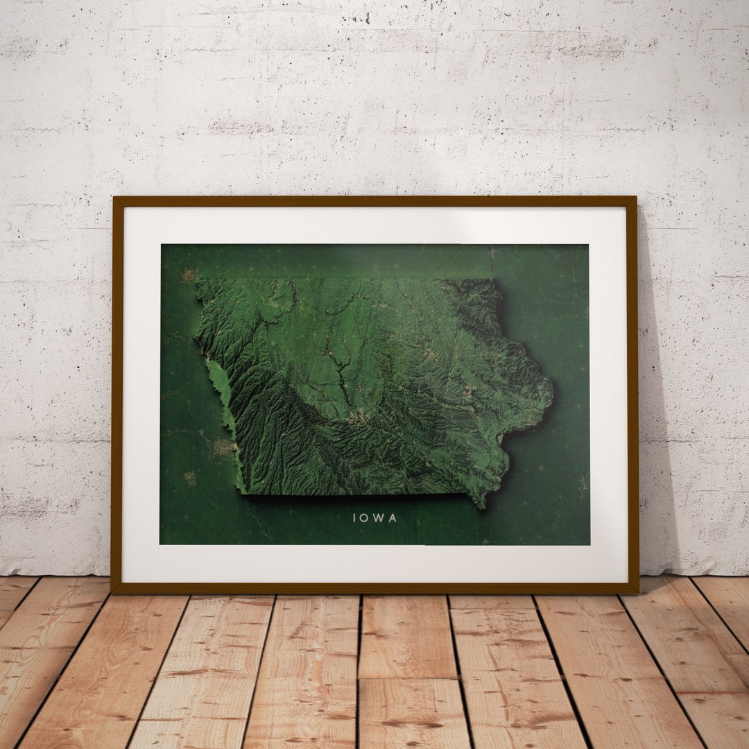 Iowa — Satellite Imagery US Map Poster - Etsy