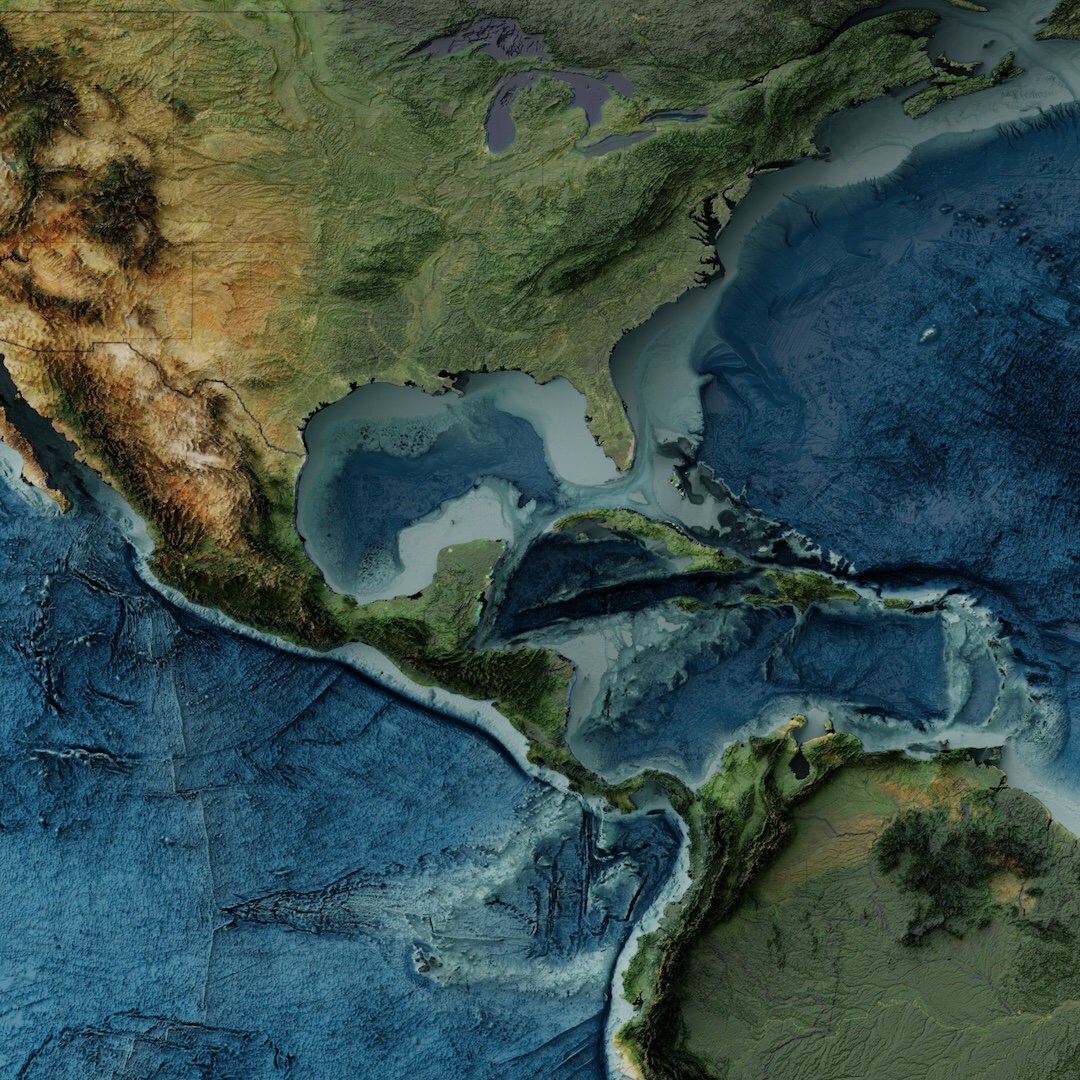 The World Bathymetry (ocean Topography) — Satellite Imagery Map Poster ...