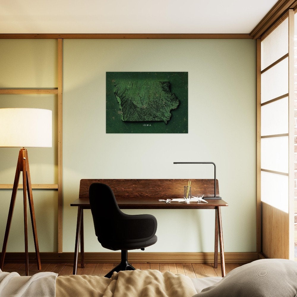 Iowa Satellite Imagery US Map Poster - Etsy