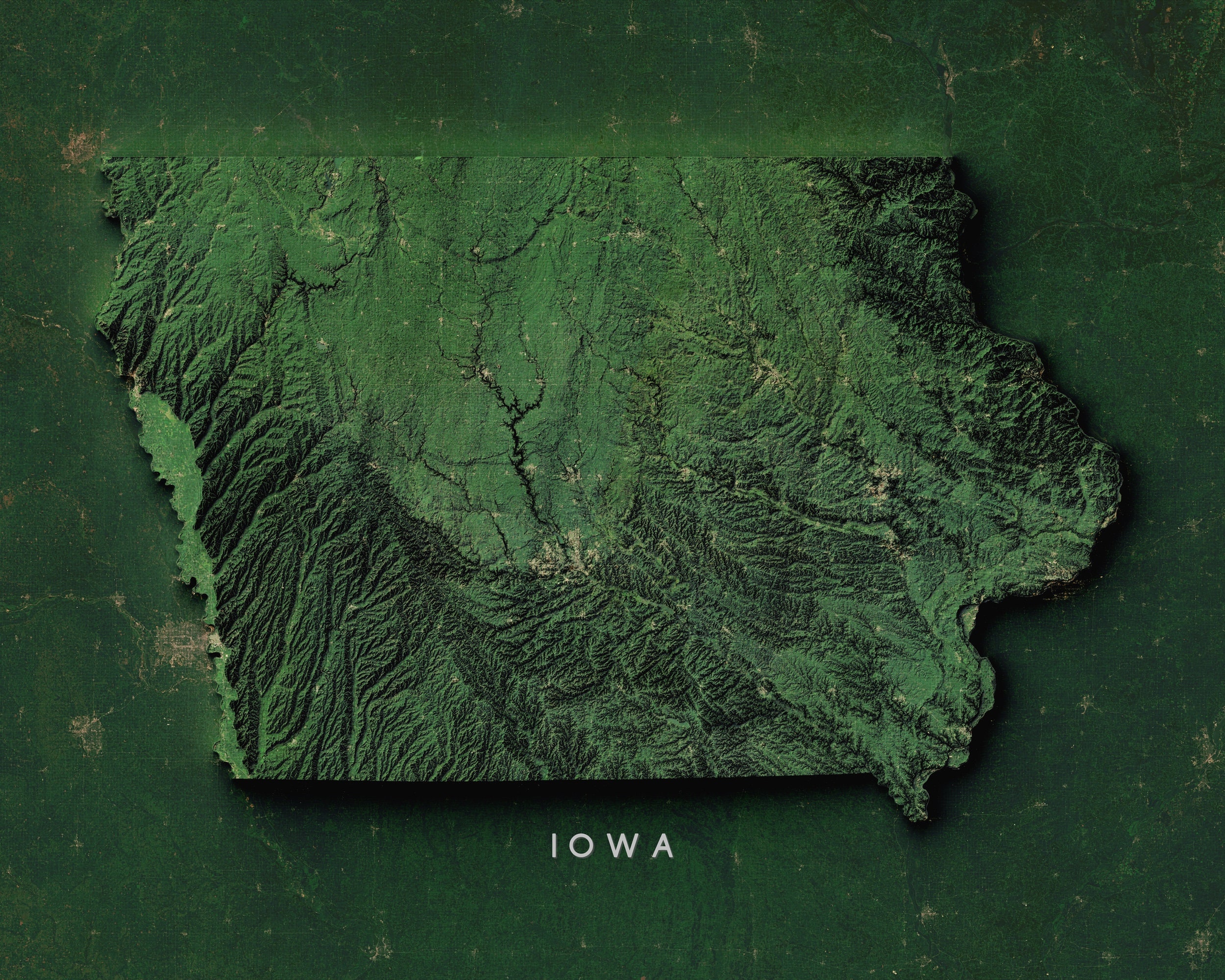 Iowa — Satellite Imagery US Map Poster - Etsy
