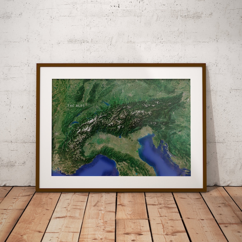 The Alps — Satellite Imagery Map Poster - Etsy