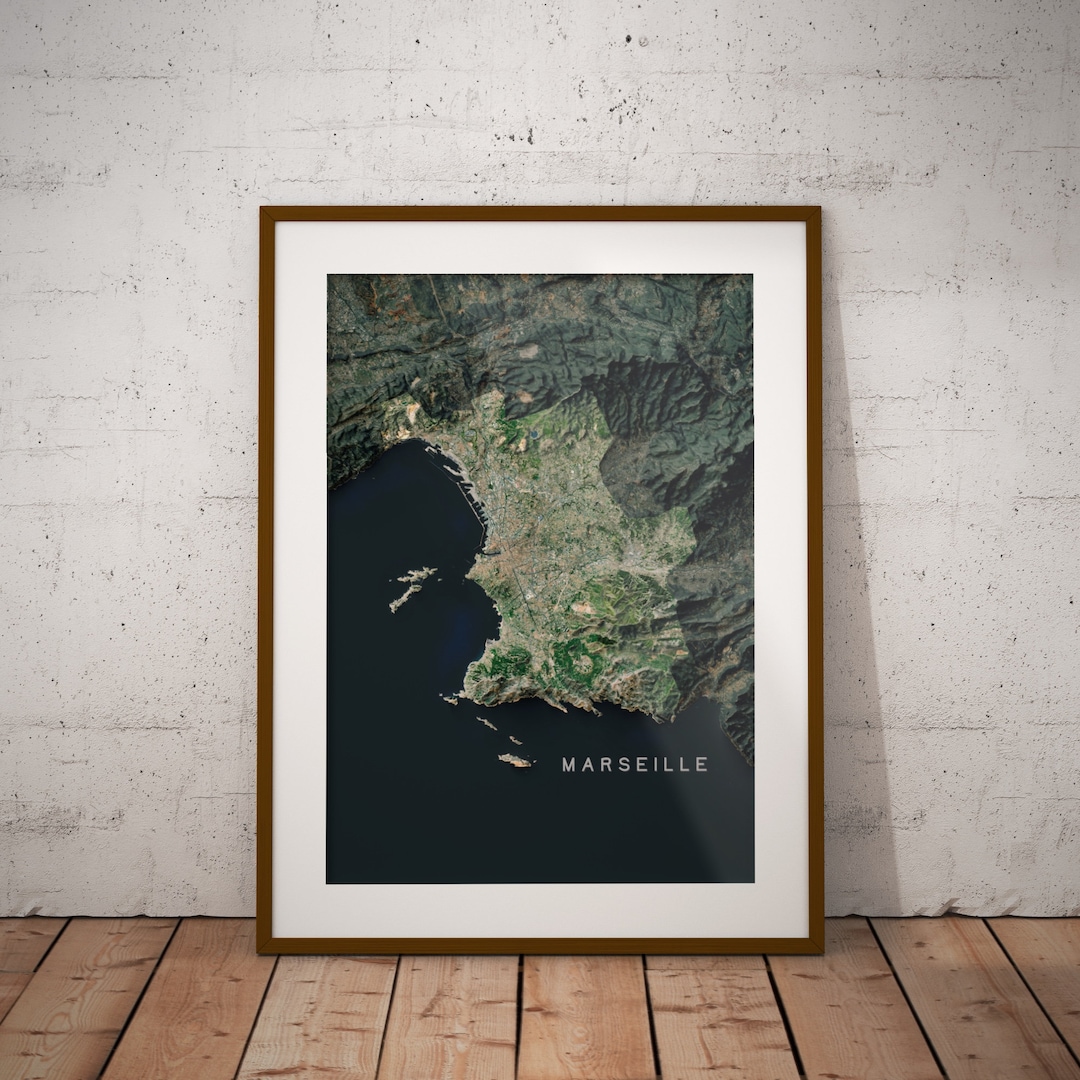 Marseille — Satellite Imagery City Map Poster - Etsy