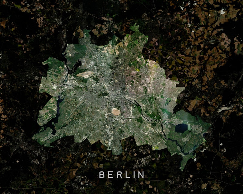 Berlin High-resolution Satellite Imagery Printable City Map Poster - Etsy