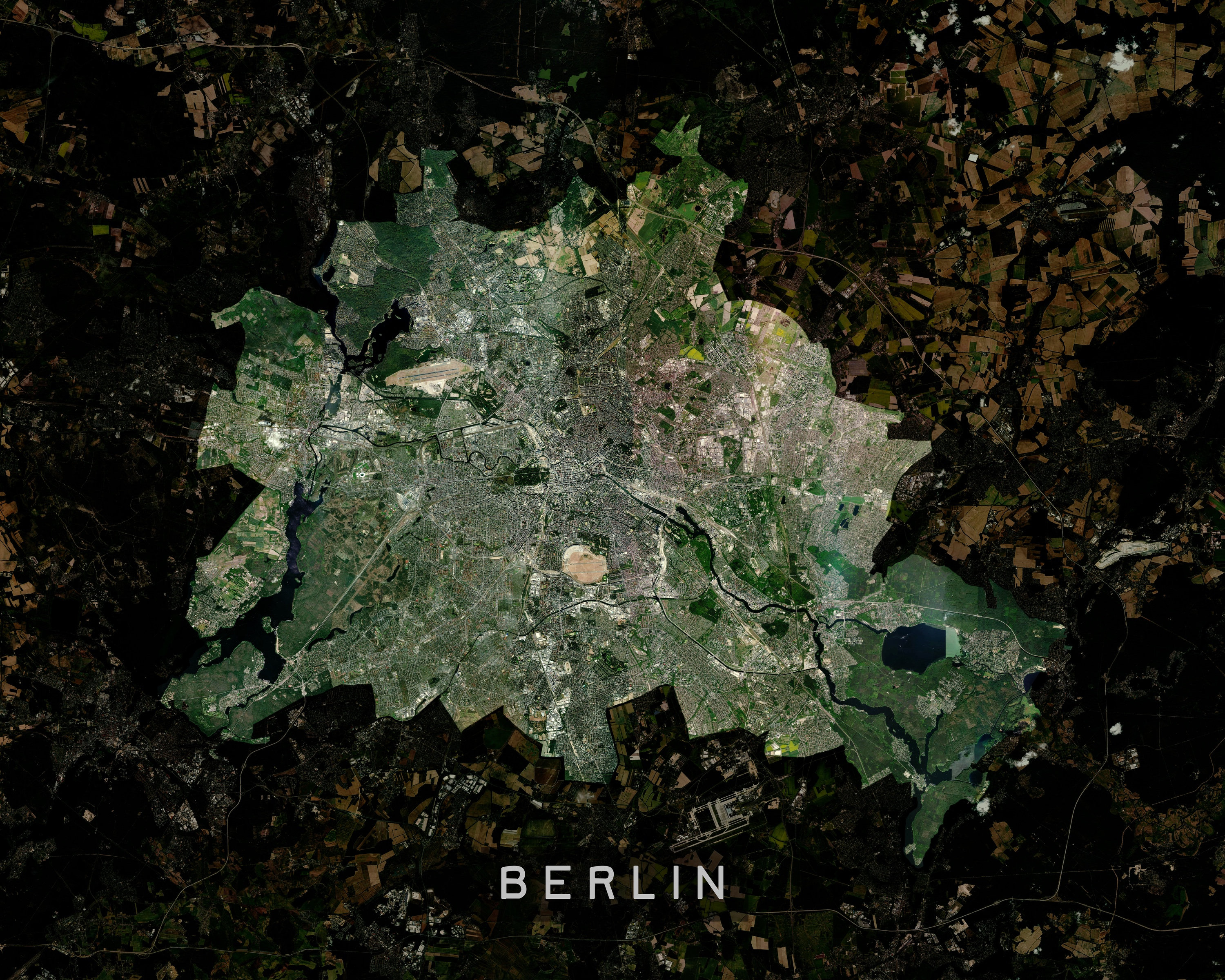 Berlin High-resolution Satellite Imagery Printable City Map Poster - Etsy