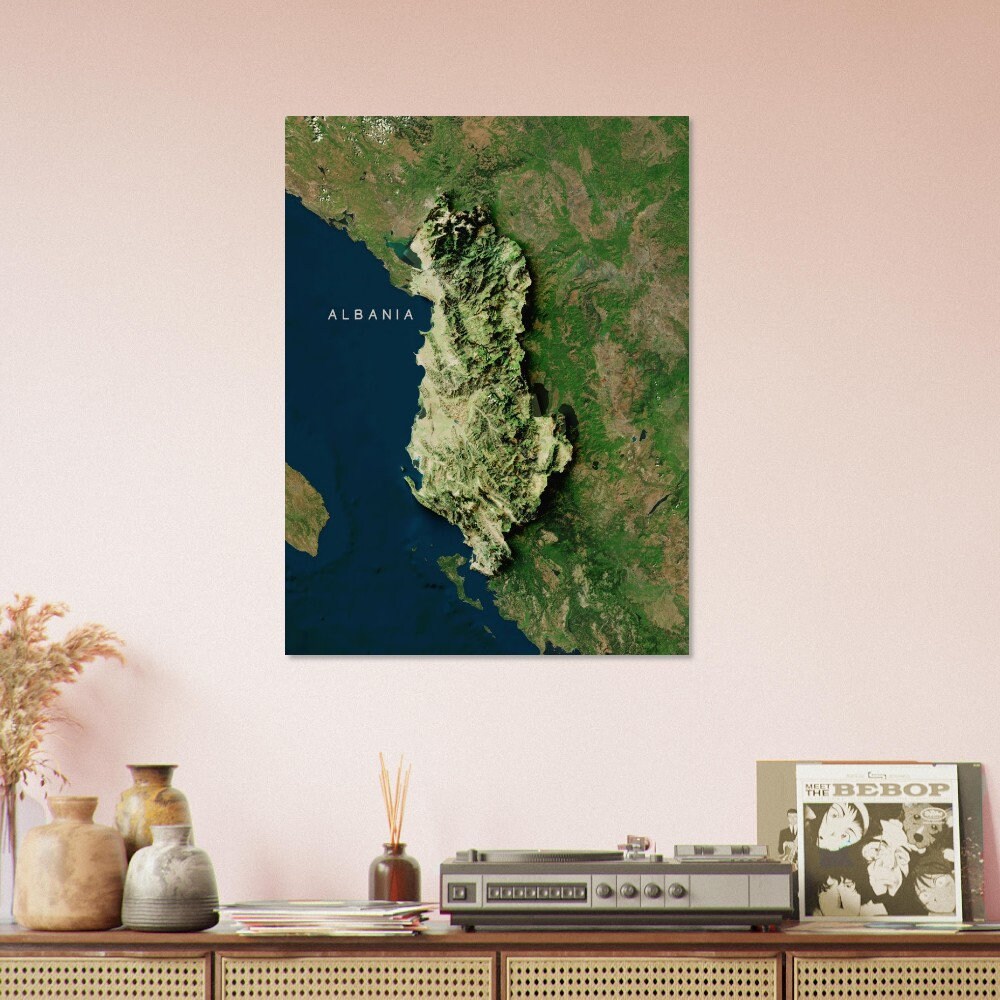 Albania — Satellite Imagery Map Poster - Etsy