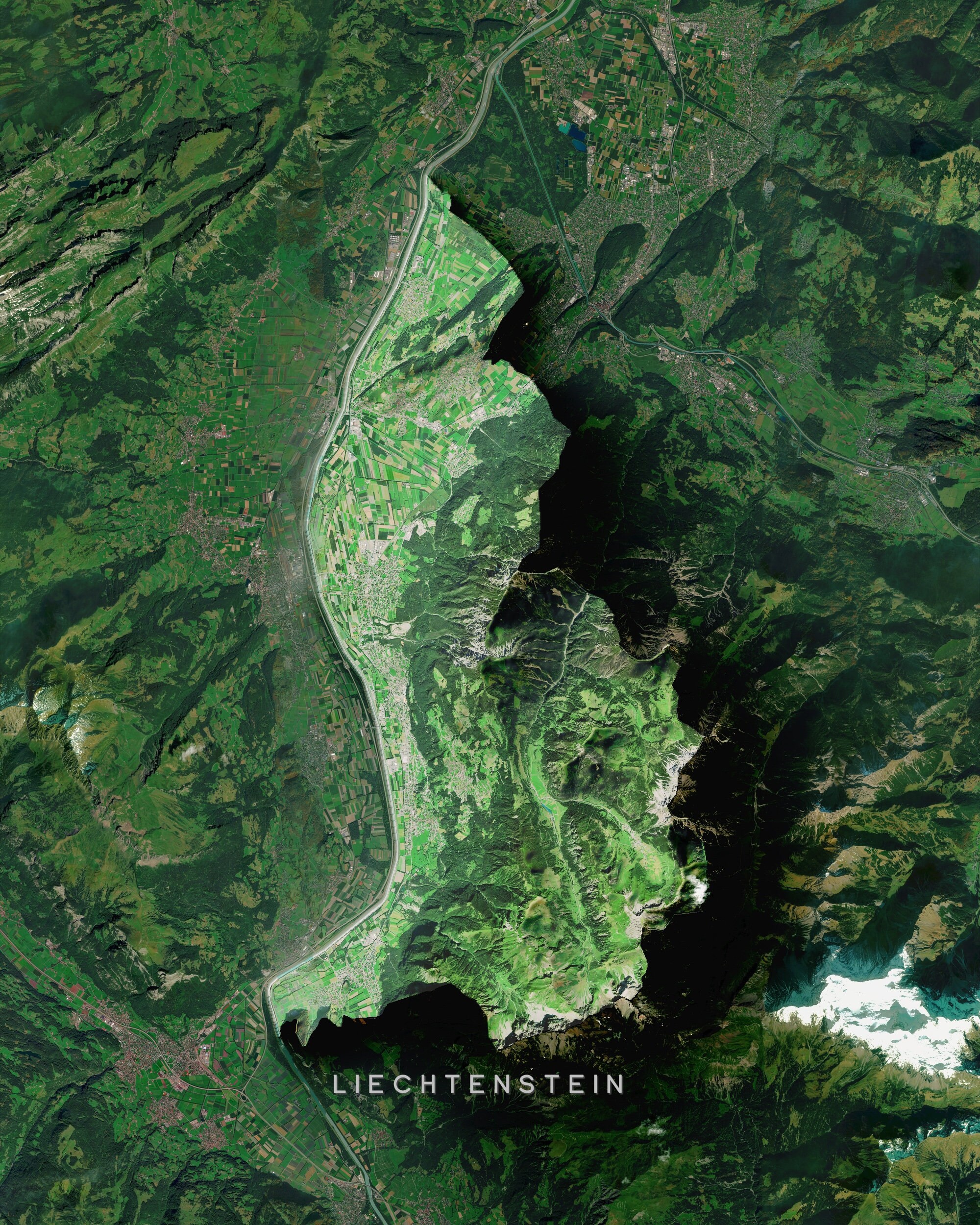Liechtenstein — Satellite Imagery Map Poster - Etsy