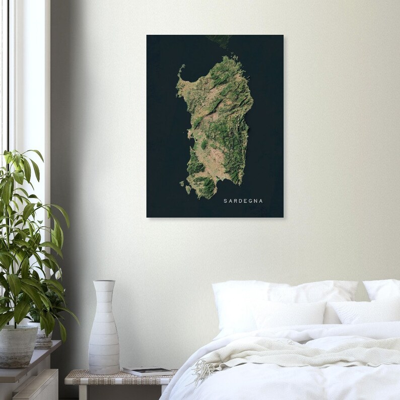 Sardinia — Satellite Imagery Map Poster - Etsy