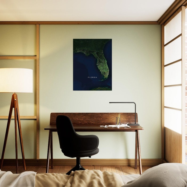 Florida — Satellite Imagery US Map Poster - Etsy