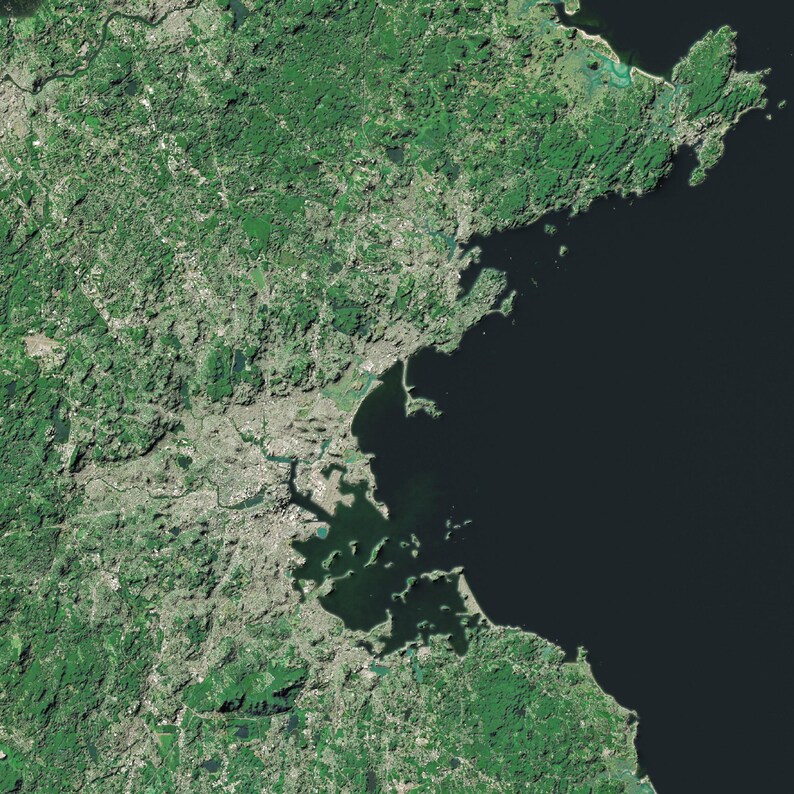 Massachusetts — Satellite Imagery US Map Poster - Etsy