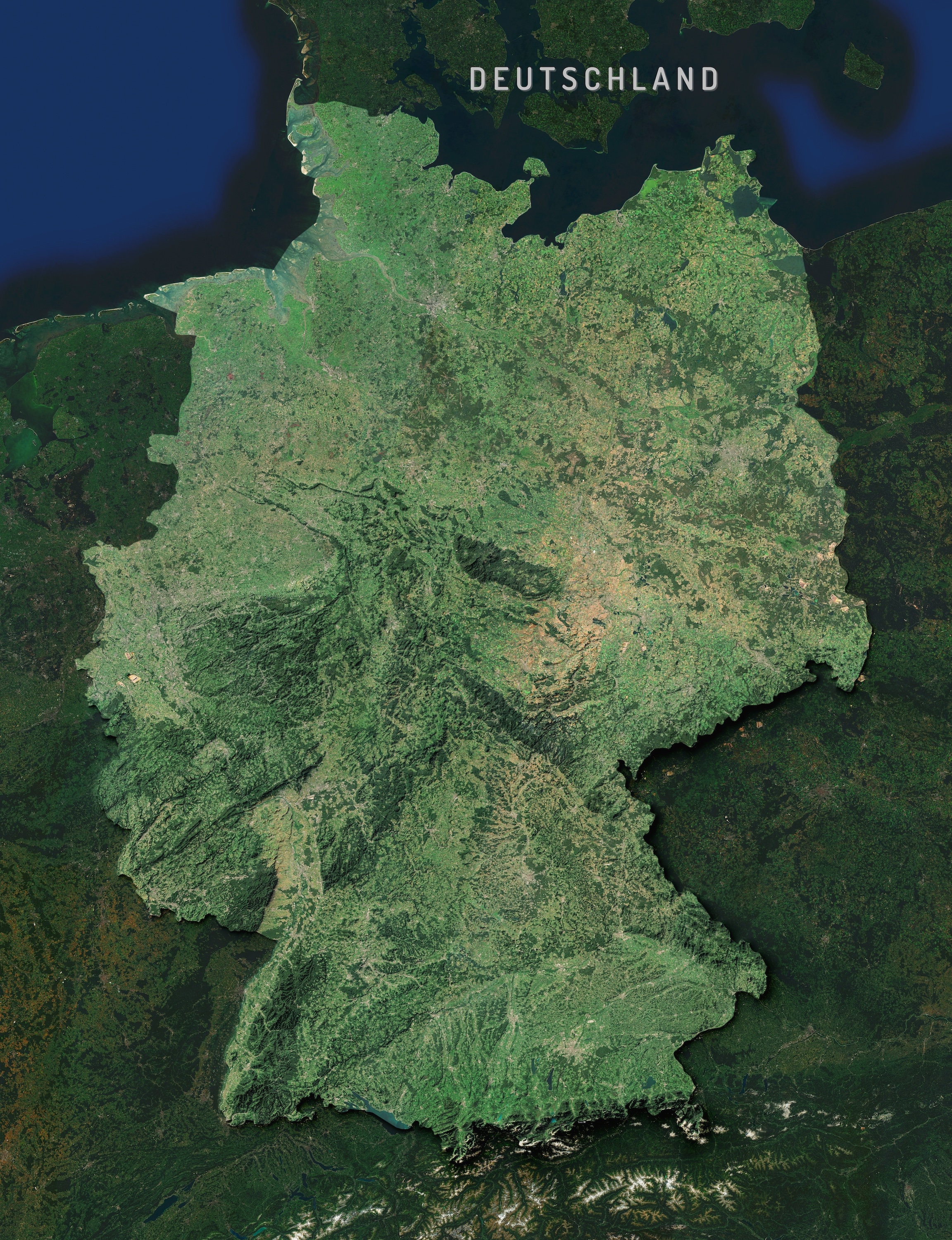 Germany — Satellite Imagery Map Poster - Etsy