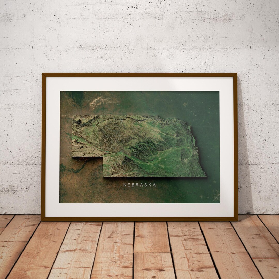 Nebraska — Satellite Imagery US Map Poster - Etsy
