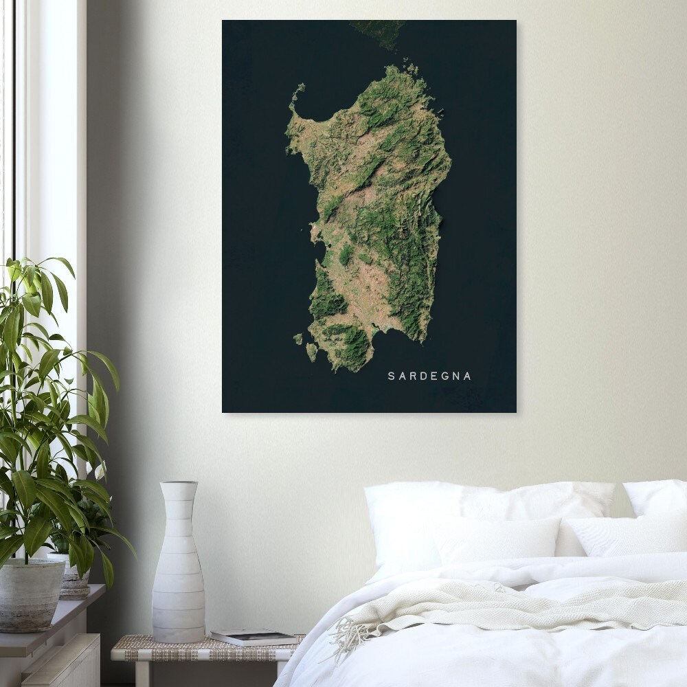 Sardinia — Satellite Imagery Map Poster - Etsy