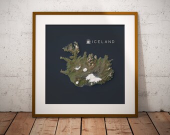 3d Relief Map of Iceland - Etsy