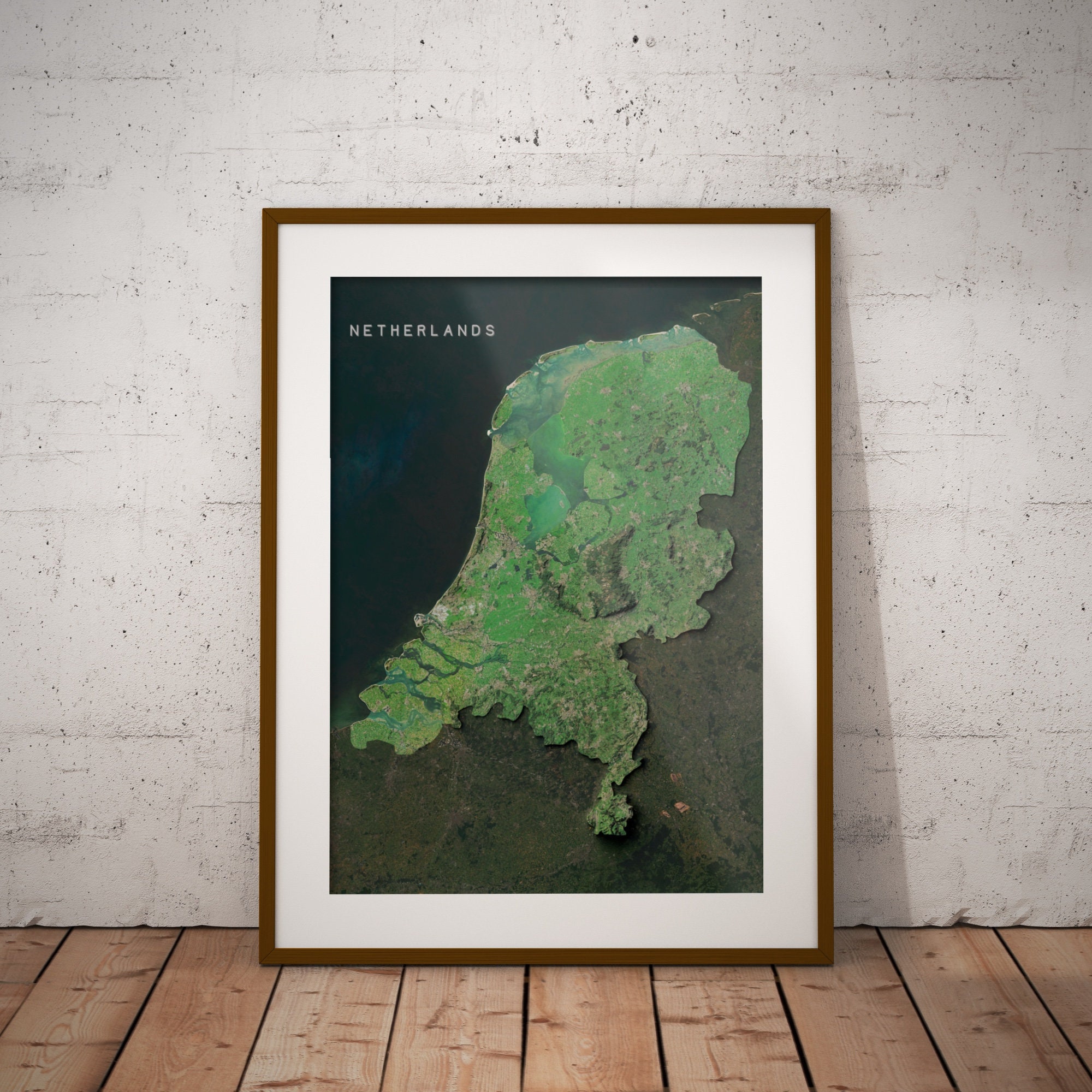 The Netherlands — Satellite Imagery Map Poster - Etsy