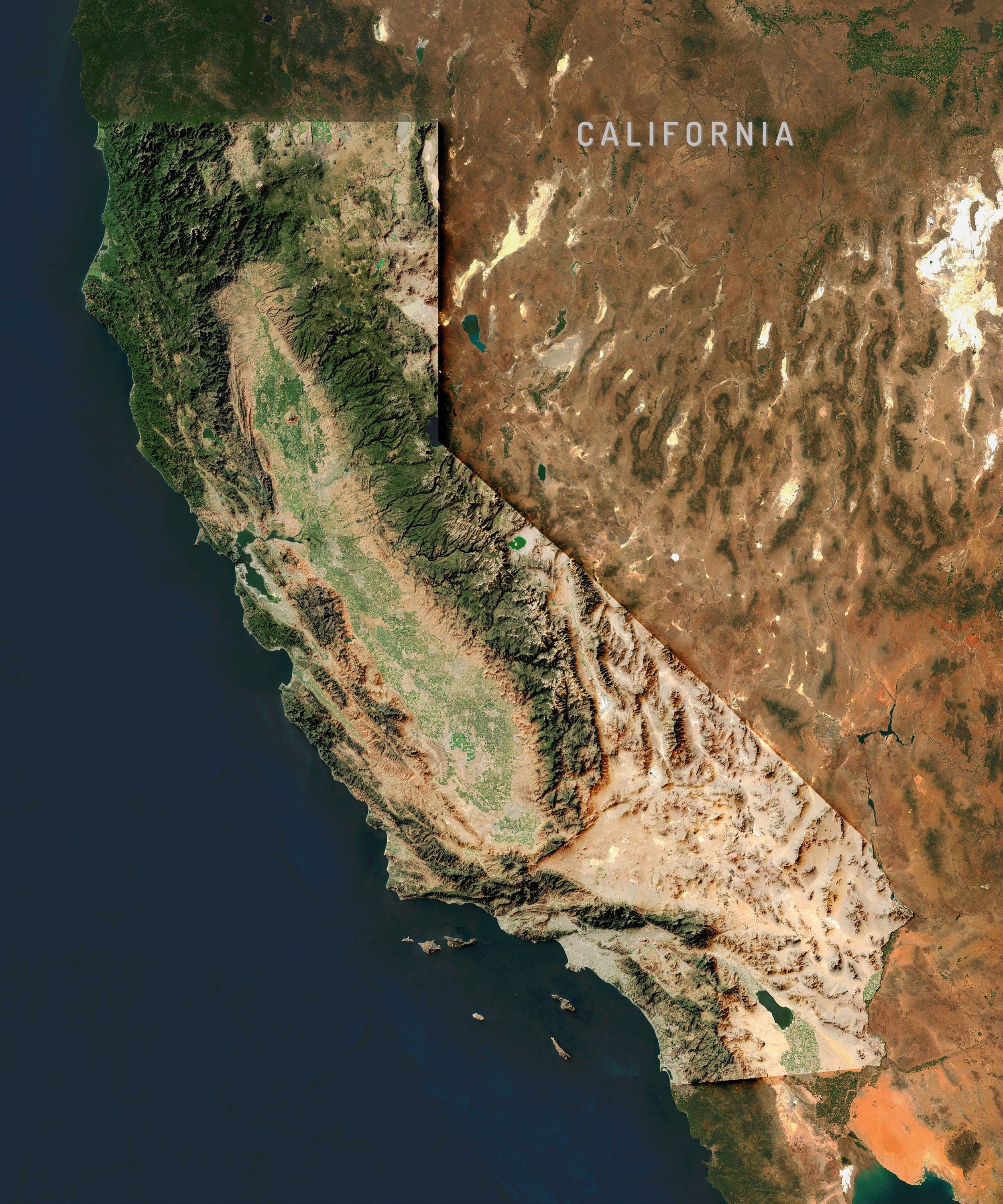 California High-resolution Satellite Imagery US Printable - Etsy