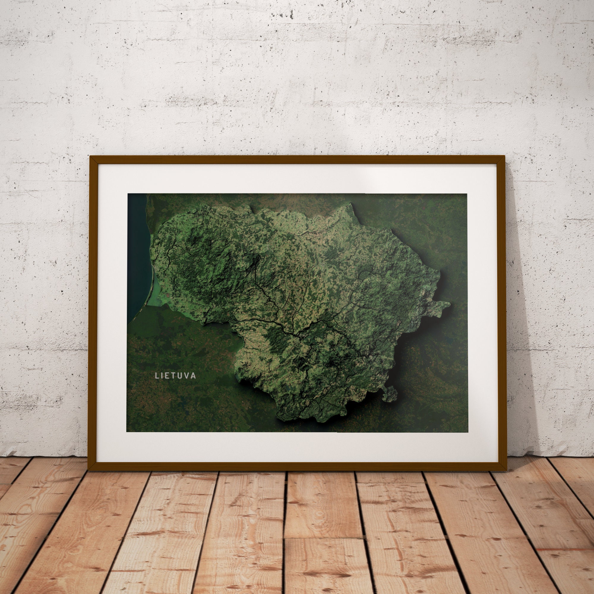 Lithuania — Satellite Imagery Map Poster - Etsy